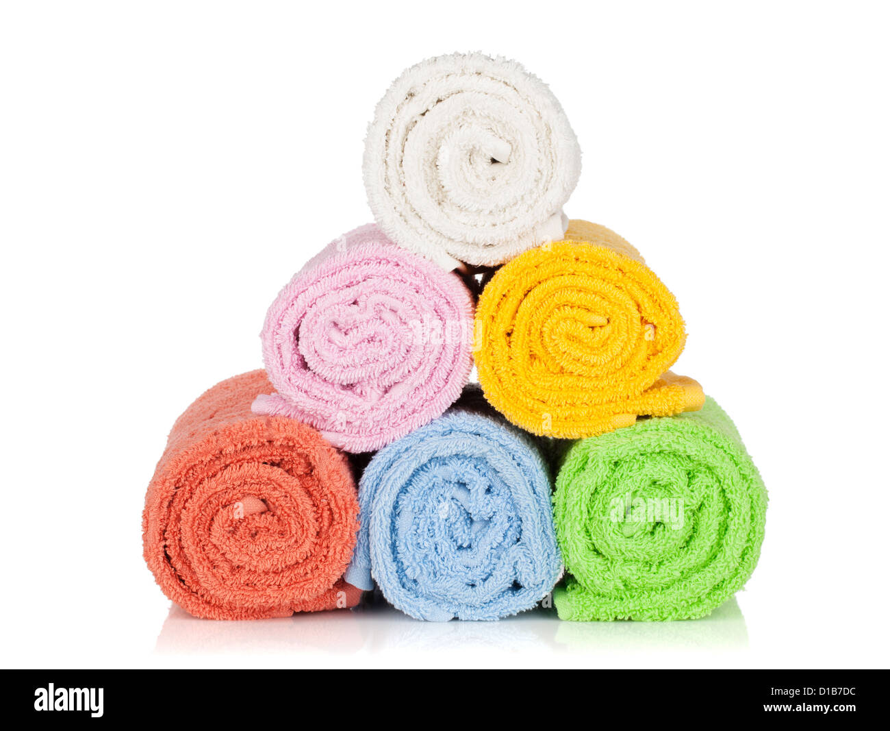 Colorful towels. Isolated on white background Stock Photo - Alamy