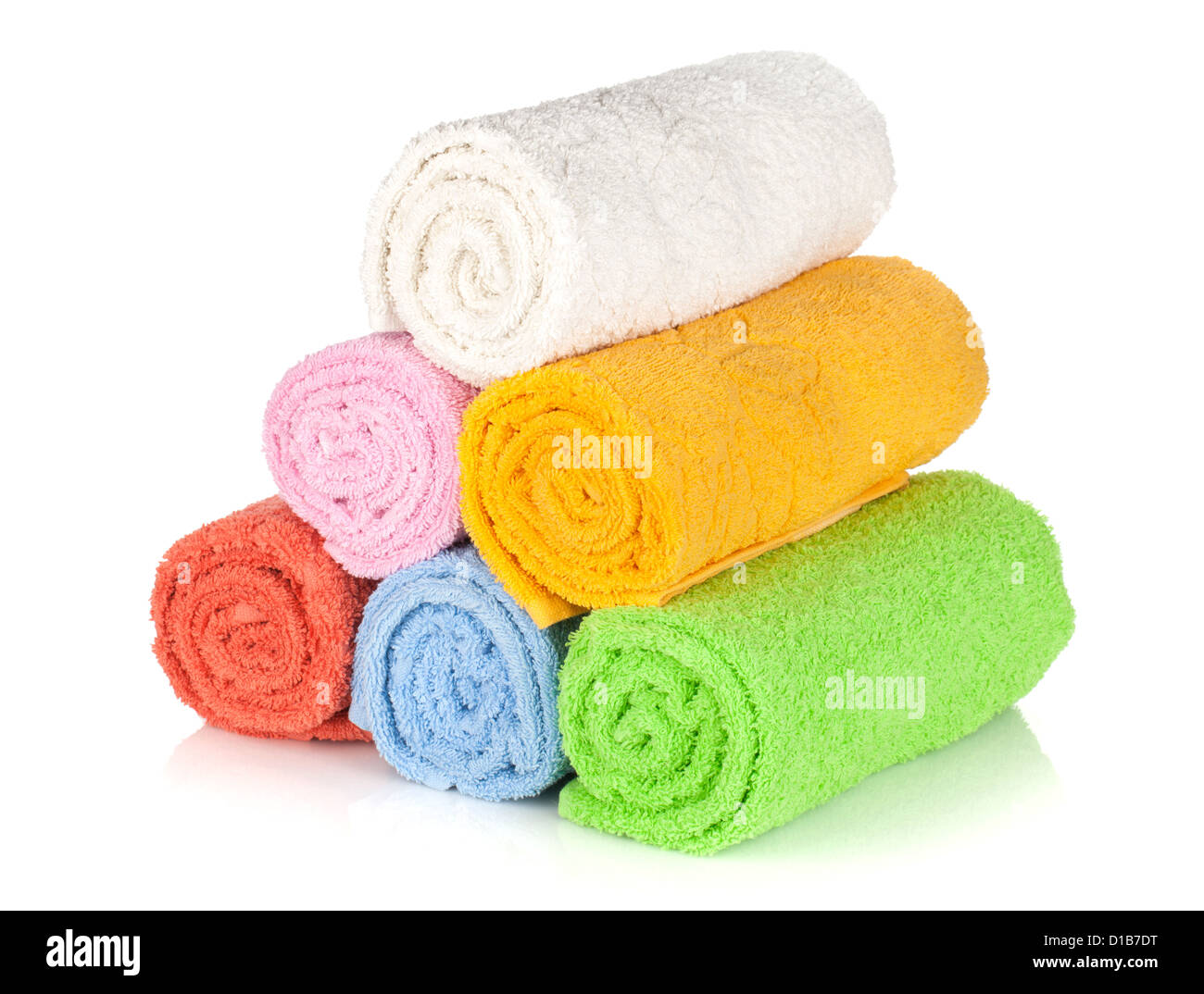 Colorful towels. Isolated on white background Stock Photo - Alamy