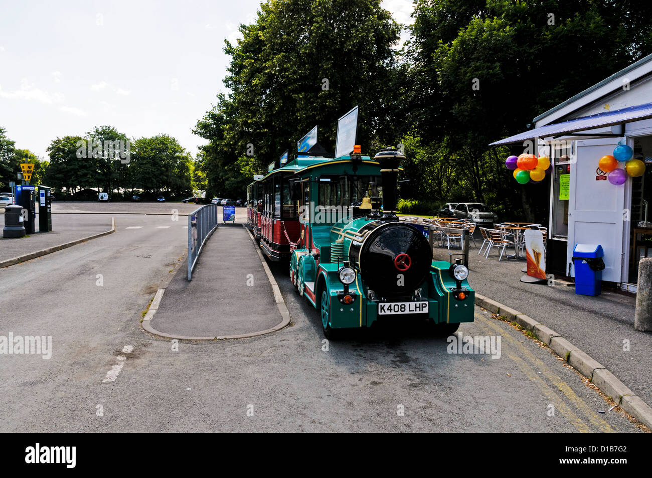 A road train designed to look like a 19th century steam train which ...