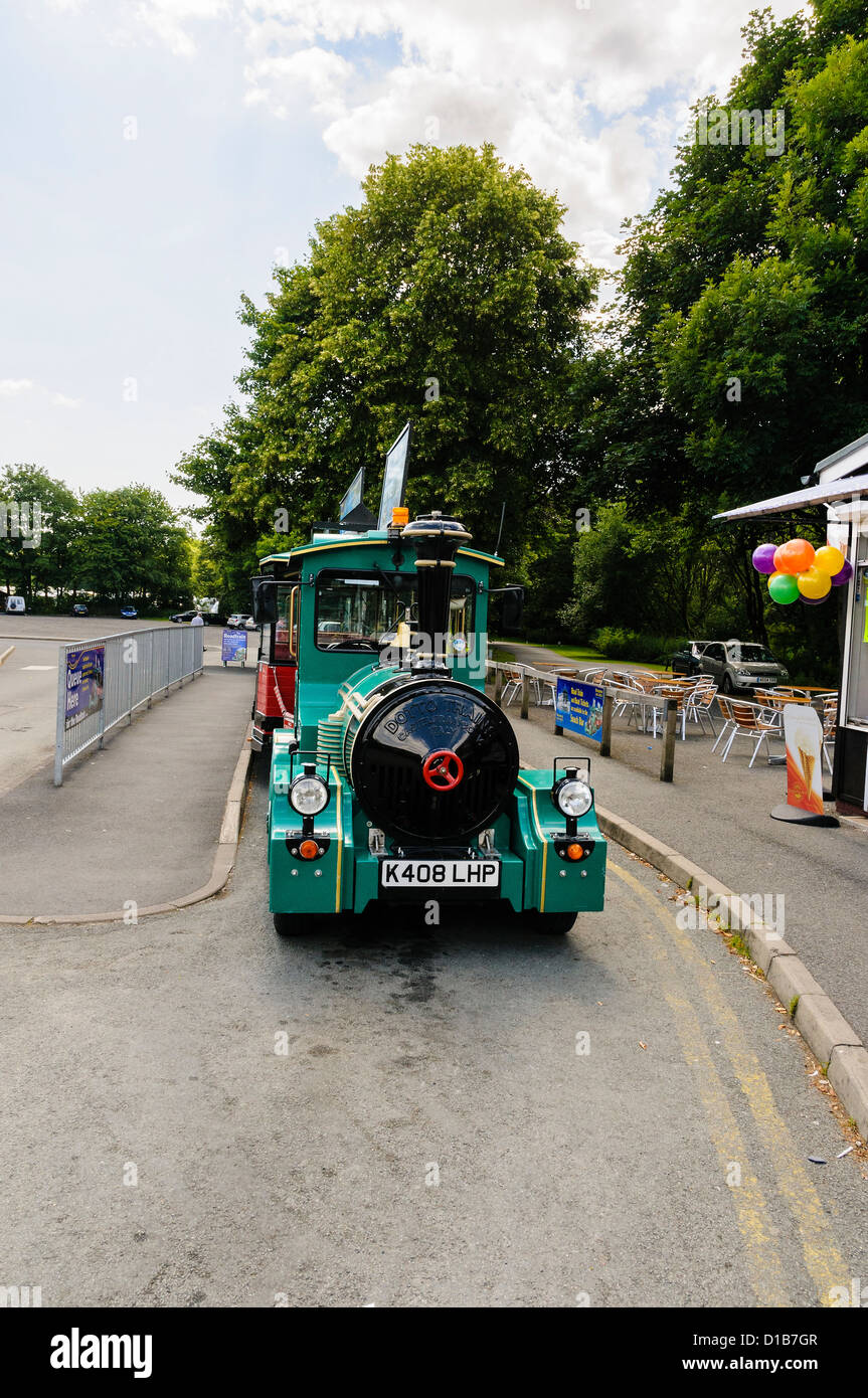 A road train designed to look like a 19th century steam train which ...