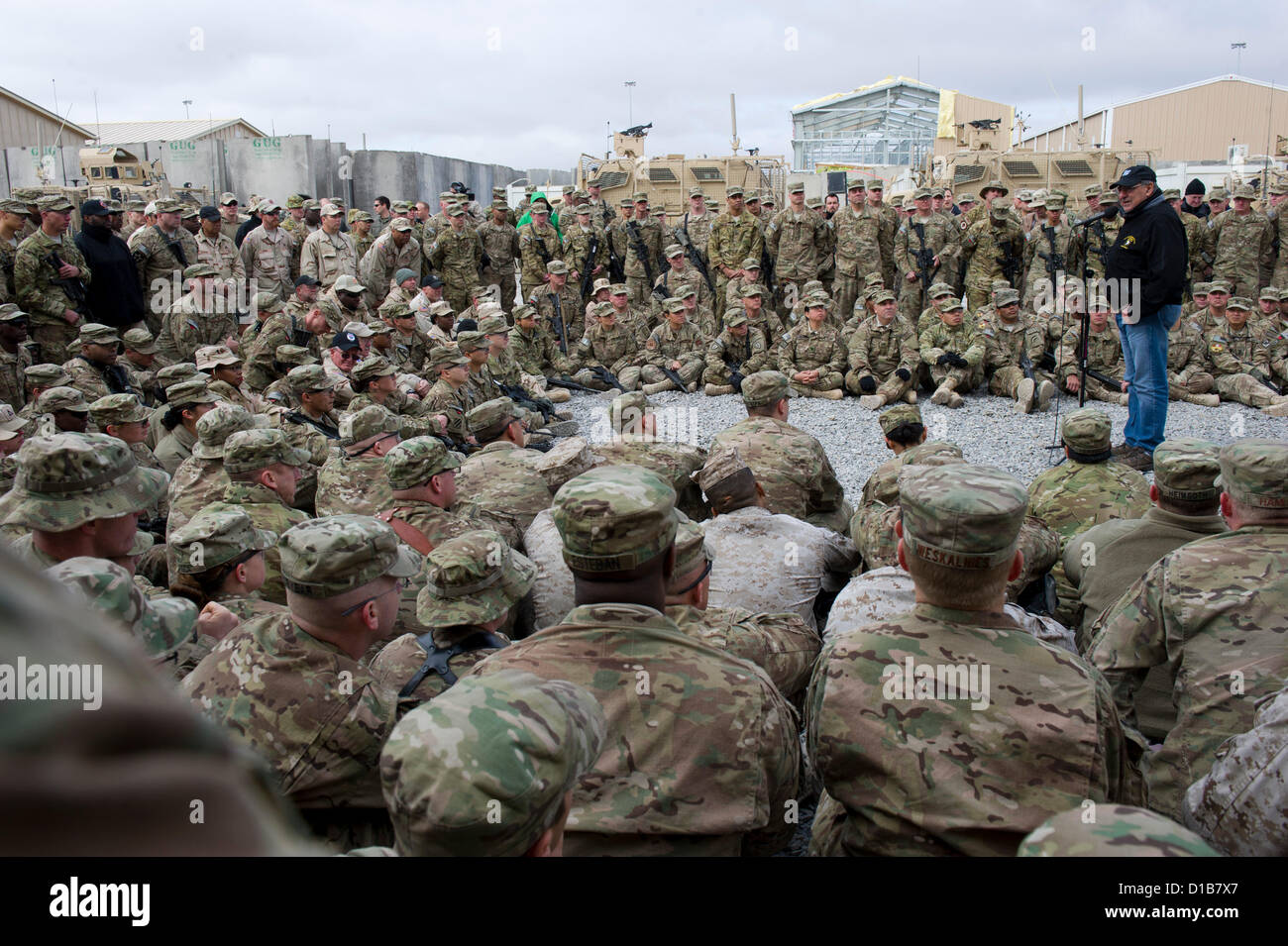 US Defense Secretary Leon Panetta speaks to troops from Regional ...