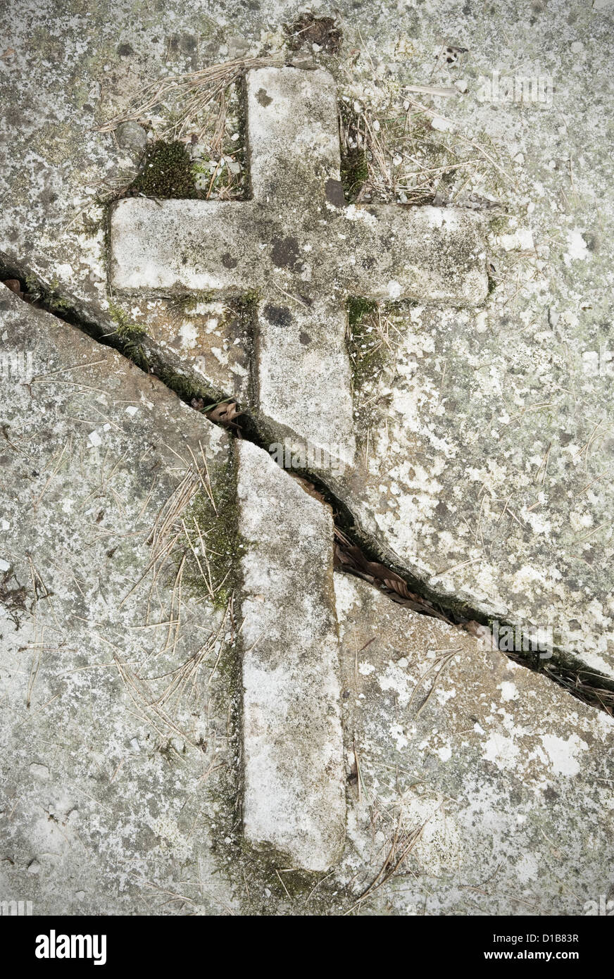 Broken Stone Cross Stock Photo - Alamy