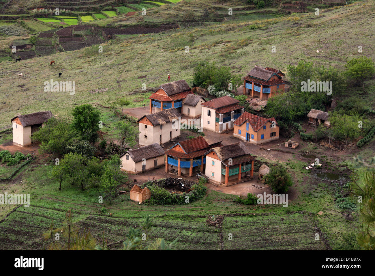 Rural Farming Community and Surrounding Countryside from Lake Tritriva ...