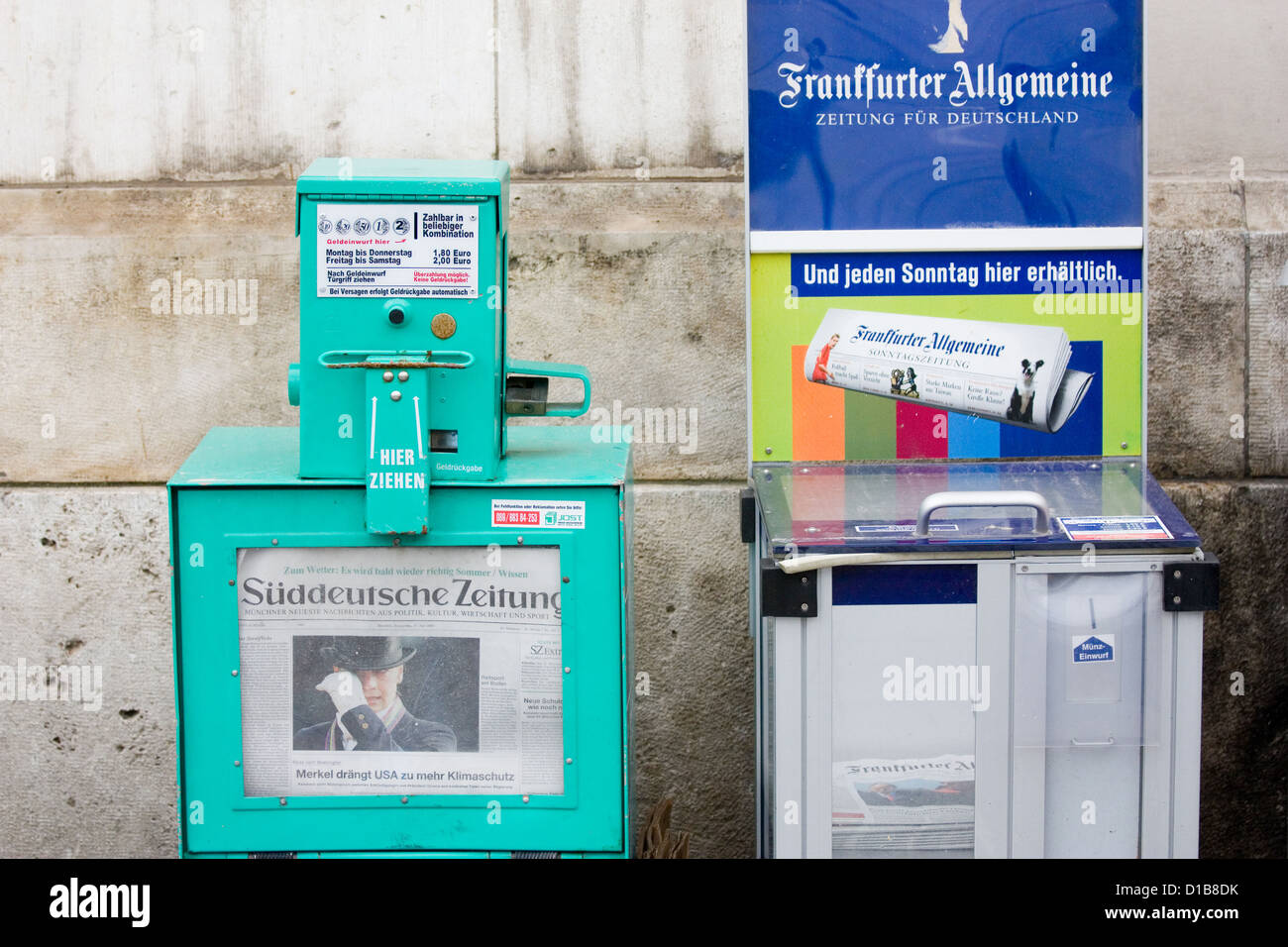 Munich, Germany, selling box for the Sueddeutsche Zeitung and the ...