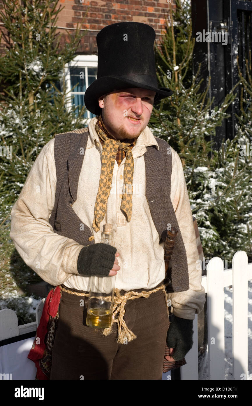 man in period dress playing the part of a drunk at the victorian ...