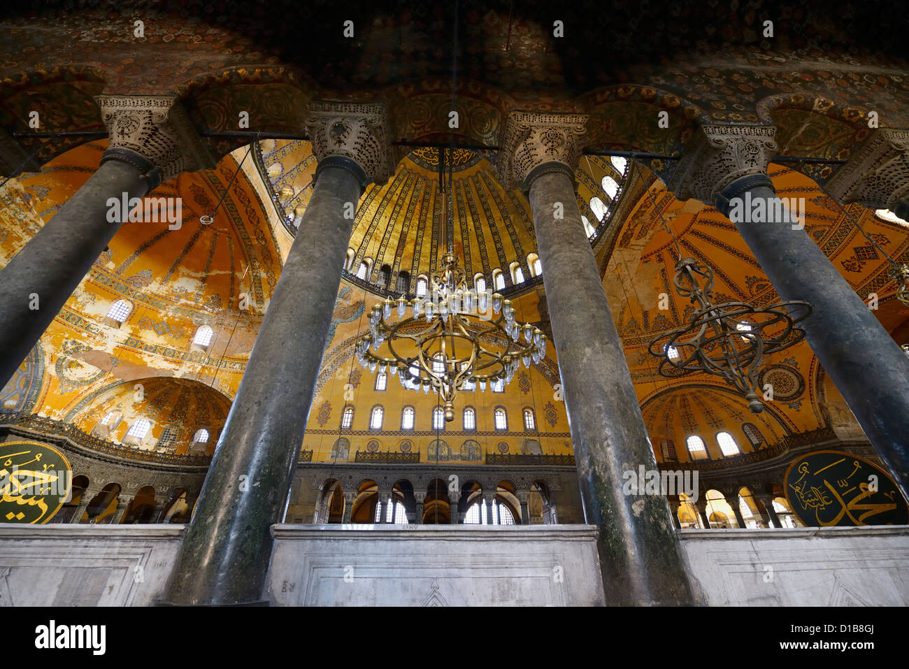 Marble pillars on upper level of the Hagia Sophia Istanbul Turkey with ...