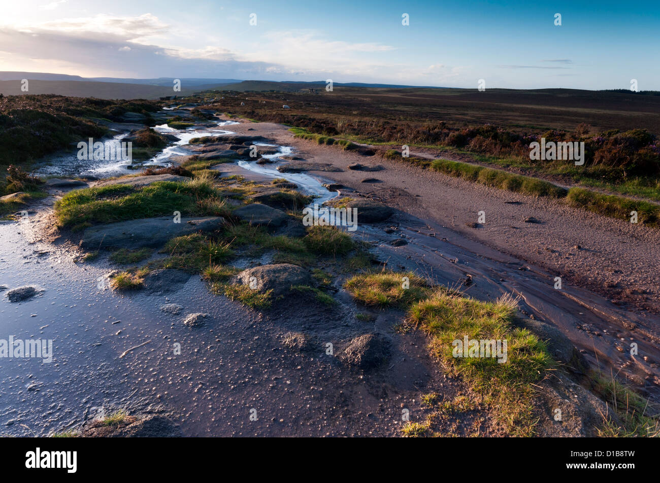 Sunset from Stanage Edge in the Peak District National Park on a late ...