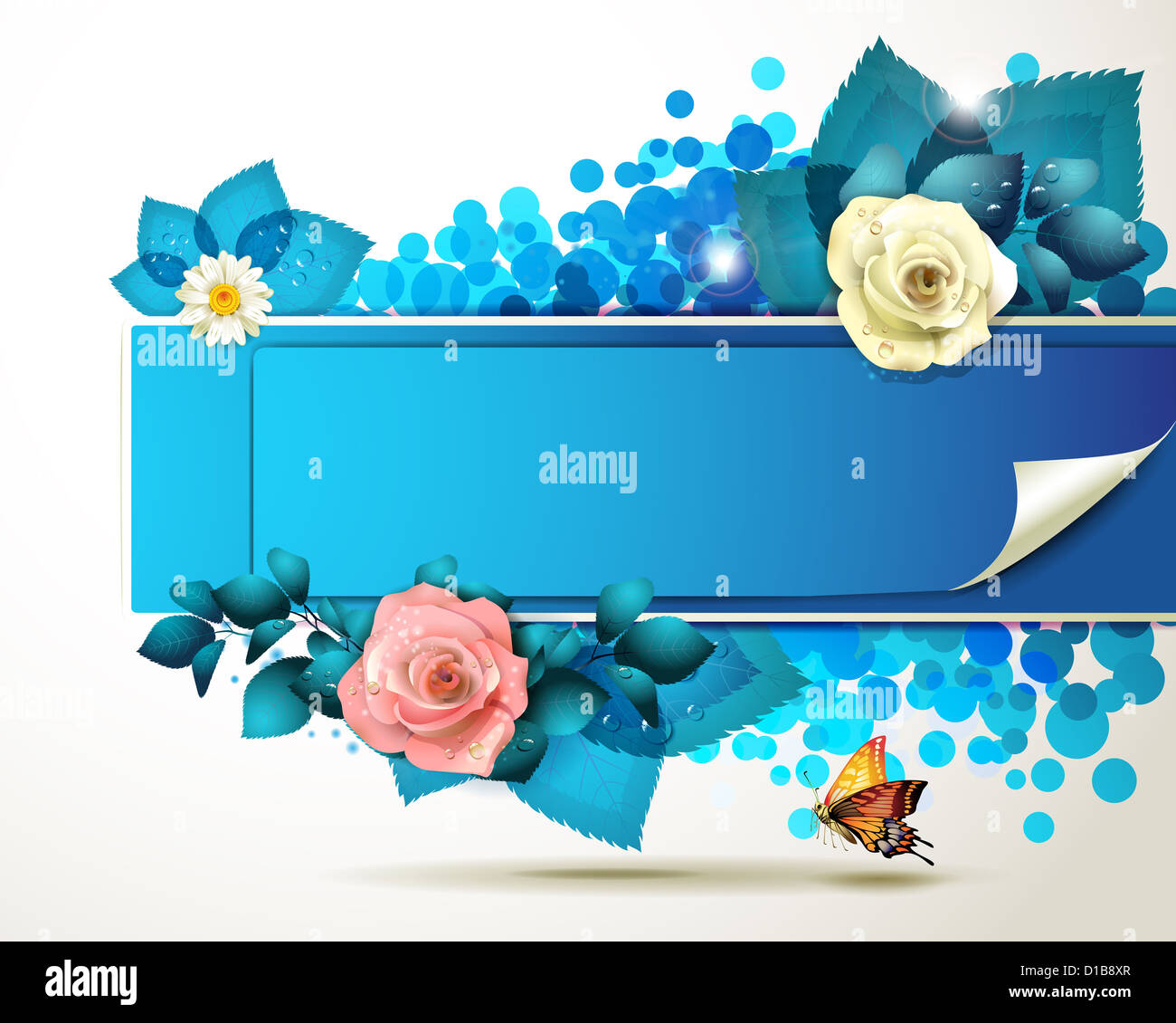 Banner design leaf flowers butterflies hi-res stock photography and ...