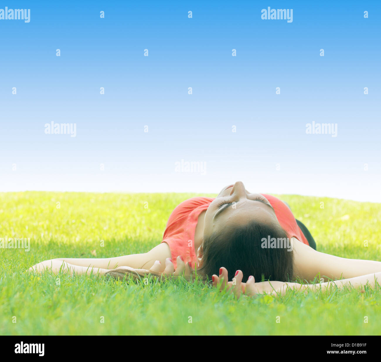Beautiful girl relaxing outdoor Stock Photo - Alamy
