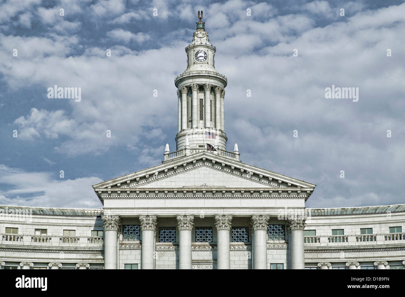 Clock Tower On Building Stock Photo - Alamy