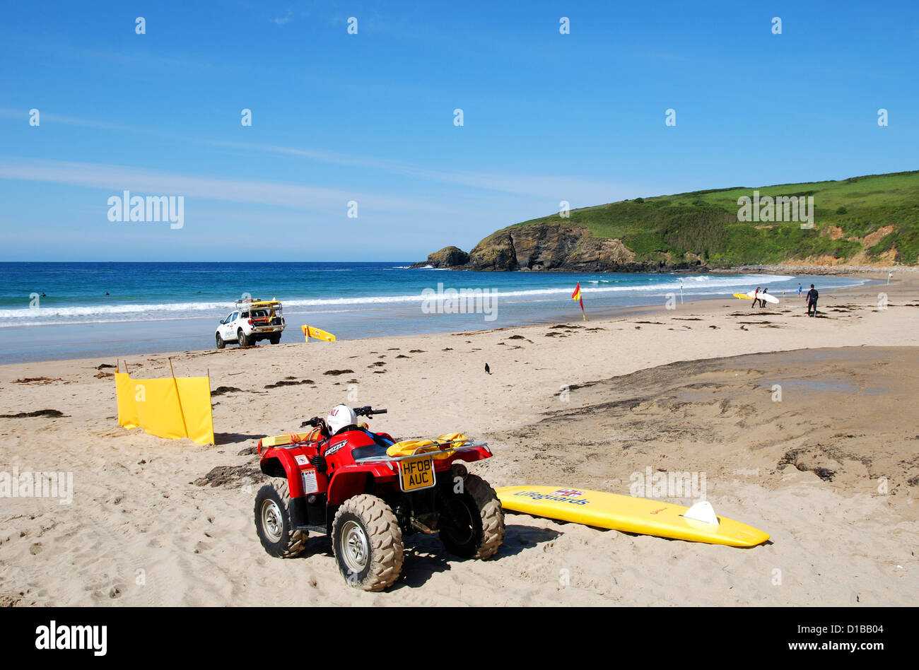 lifeguards sand buggy on the beach at praa sands in cornwall, uk Stock ...