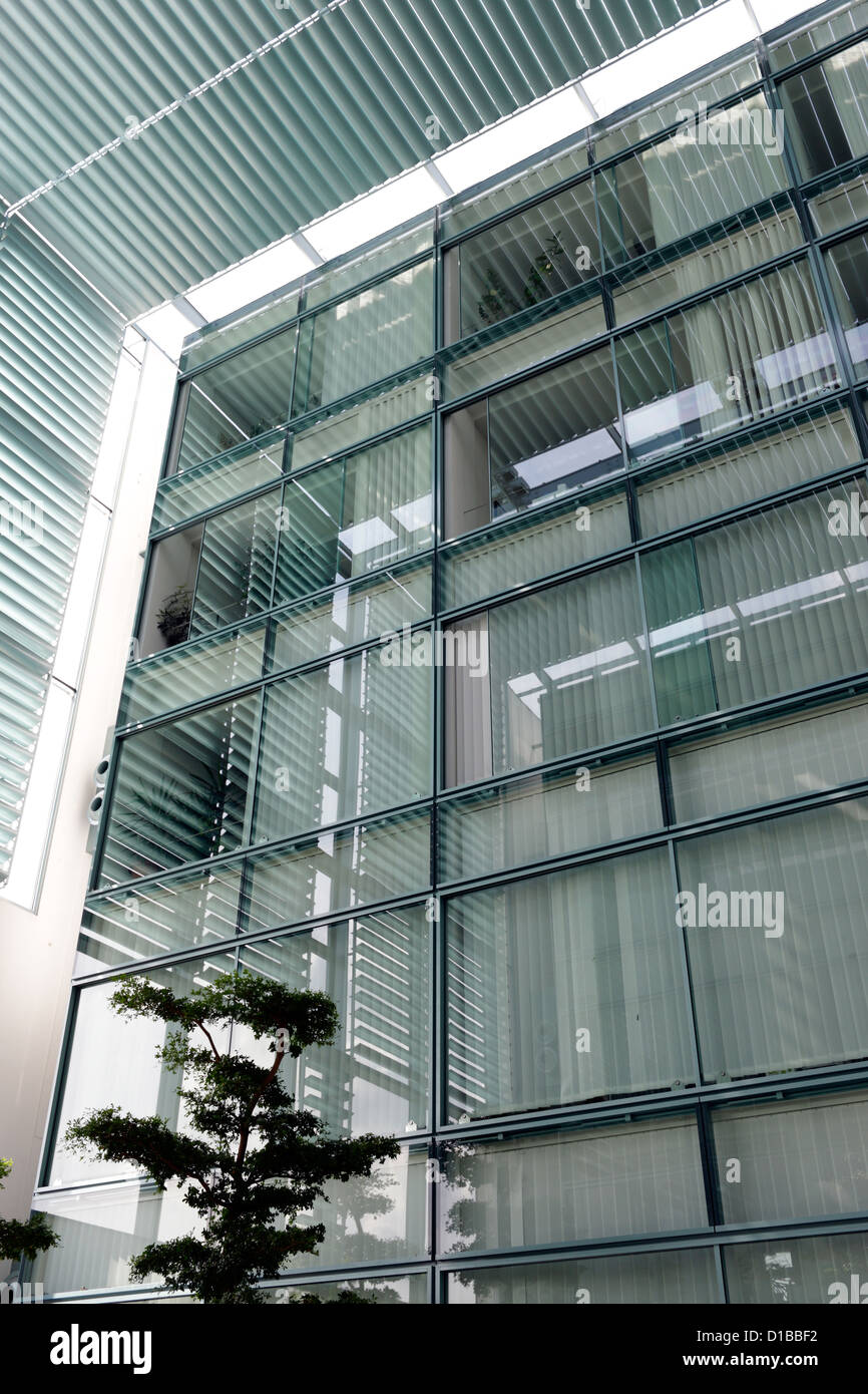 Berlin, Germany, architectural detail of the facade of the atrium at ...