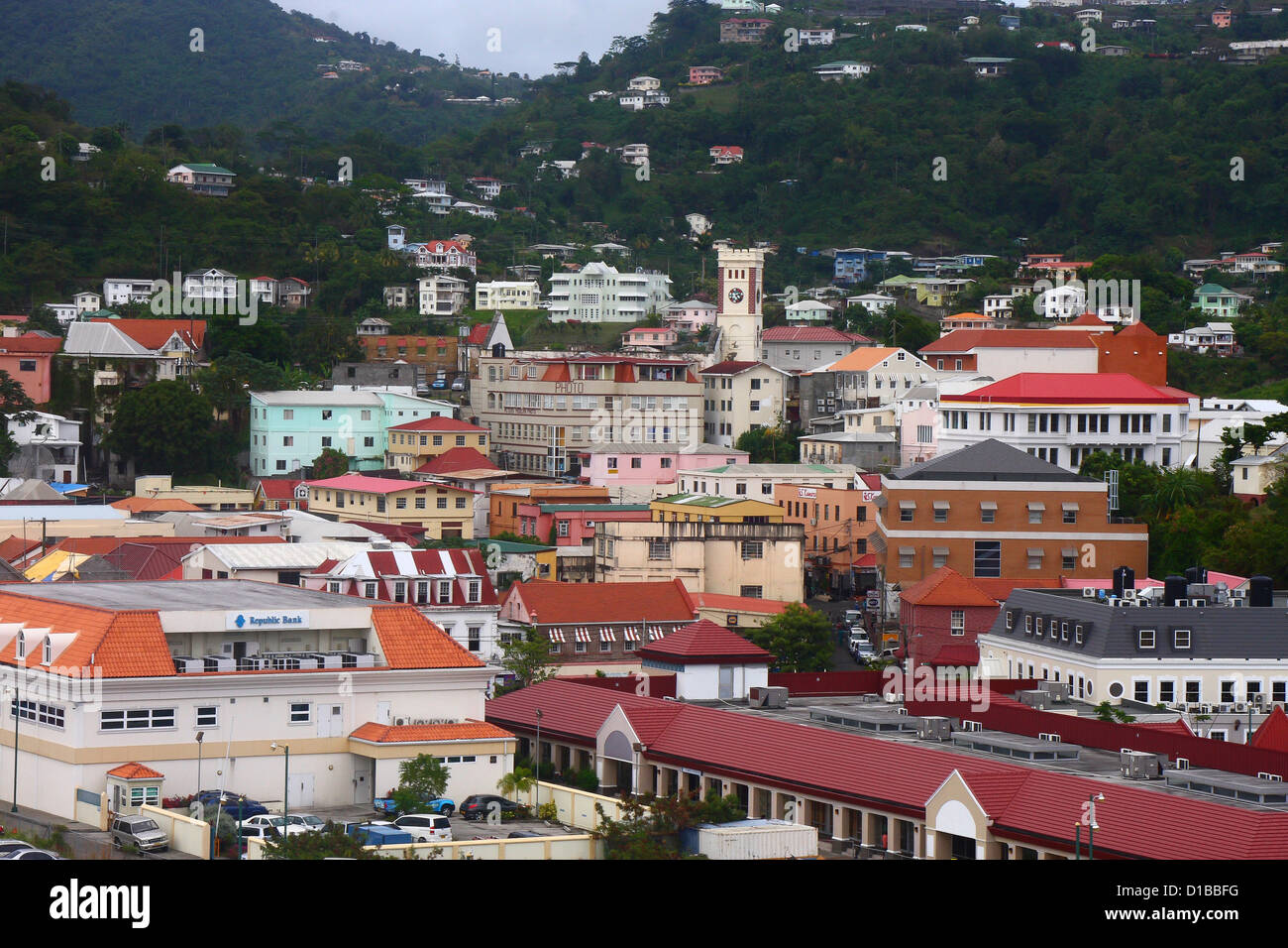Many colorful buildings in Rosseau Dominica Stock Photo - Alamy