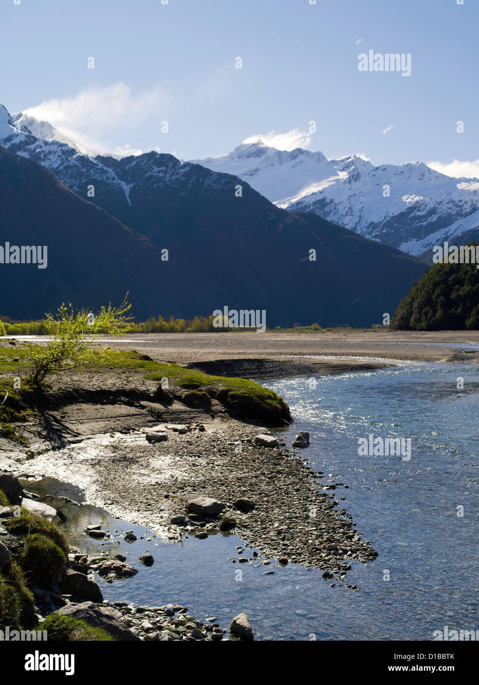 View of the Matukituki River, Mt. Aspiring National Park, near Wanaka ...