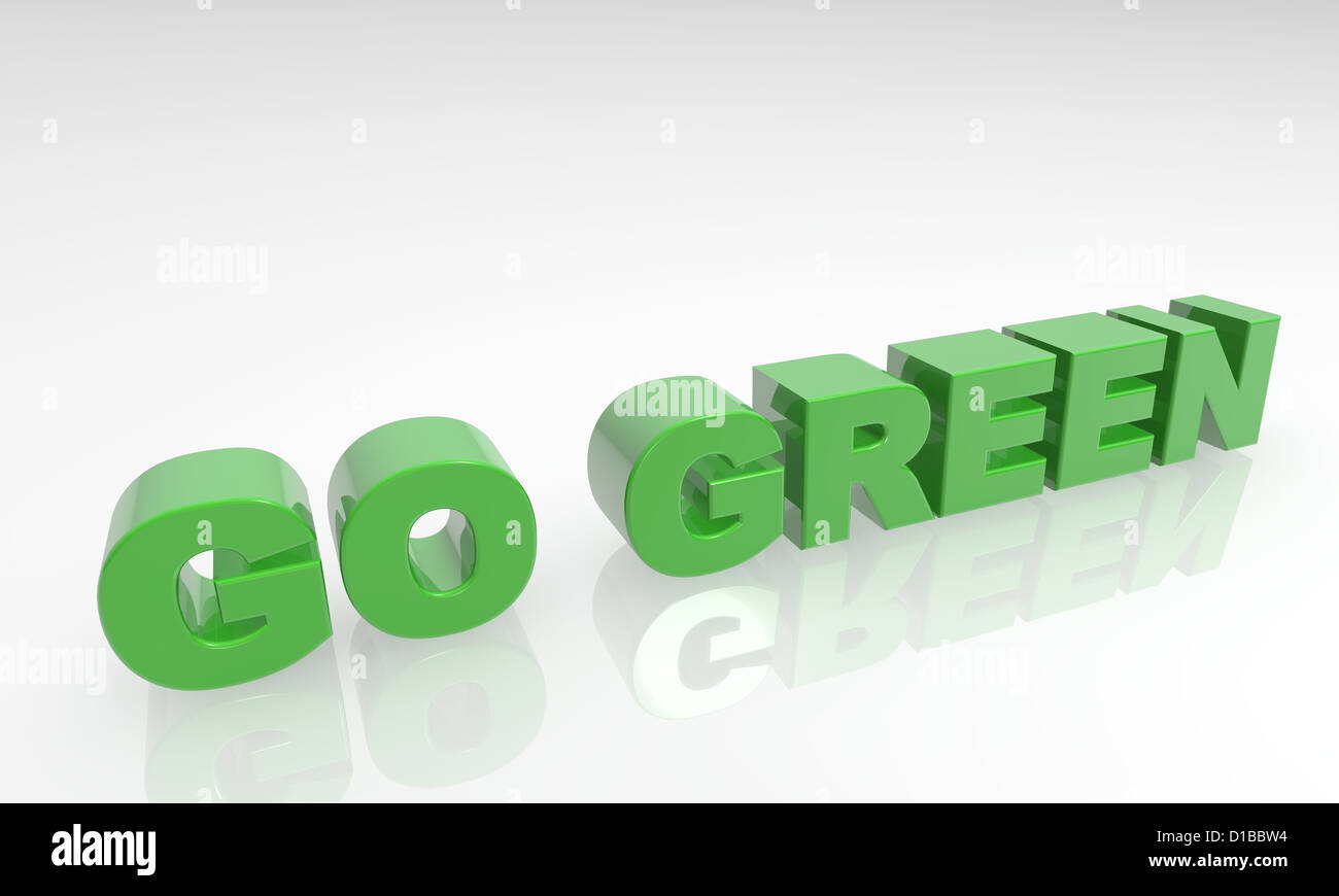 green go green 3d text font isolated on white Stock Photo - Alamy