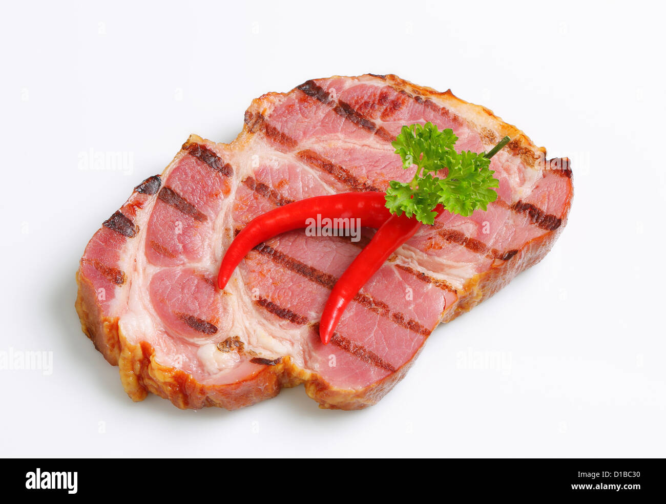 Grilled slice of smoked pork neck Stock Photo - Alamy