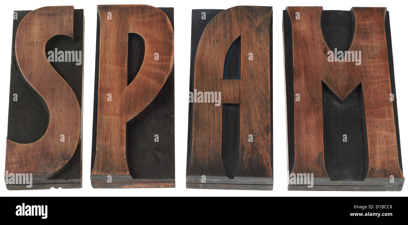 The Word Spam in Wooden Letterpress Printing Block Letters Stock Photo ...