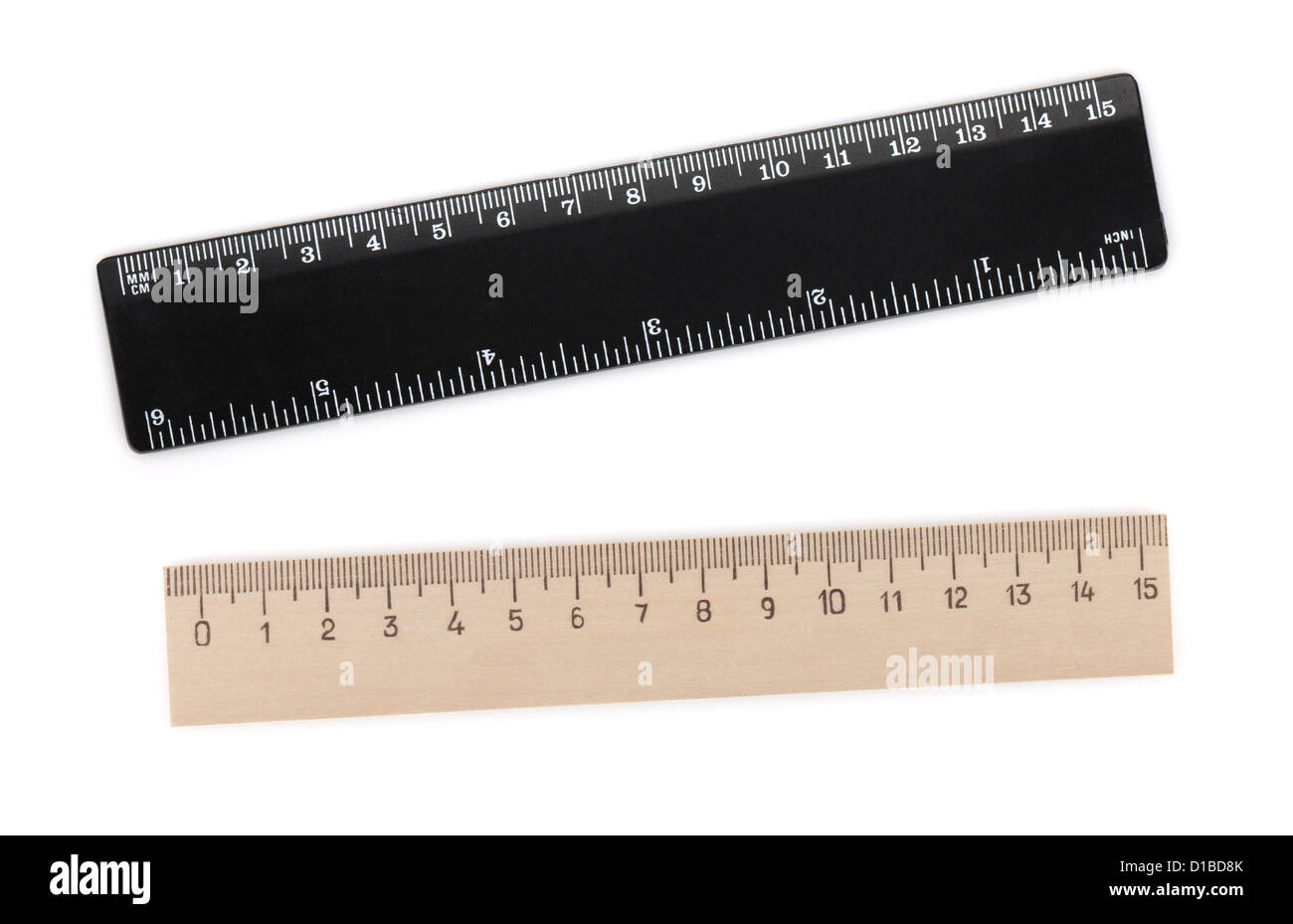 Two rulers. Isolated on white background Stock Photo - Alamy