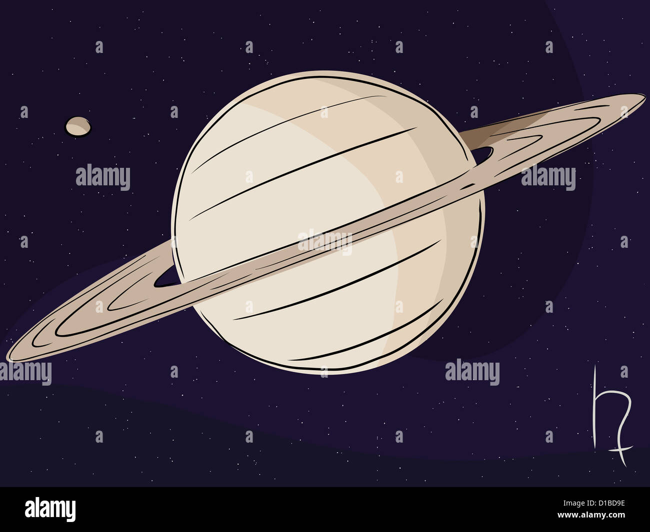 Planet Saturn with the moon Titan in outer space Stock Photo - Alamy