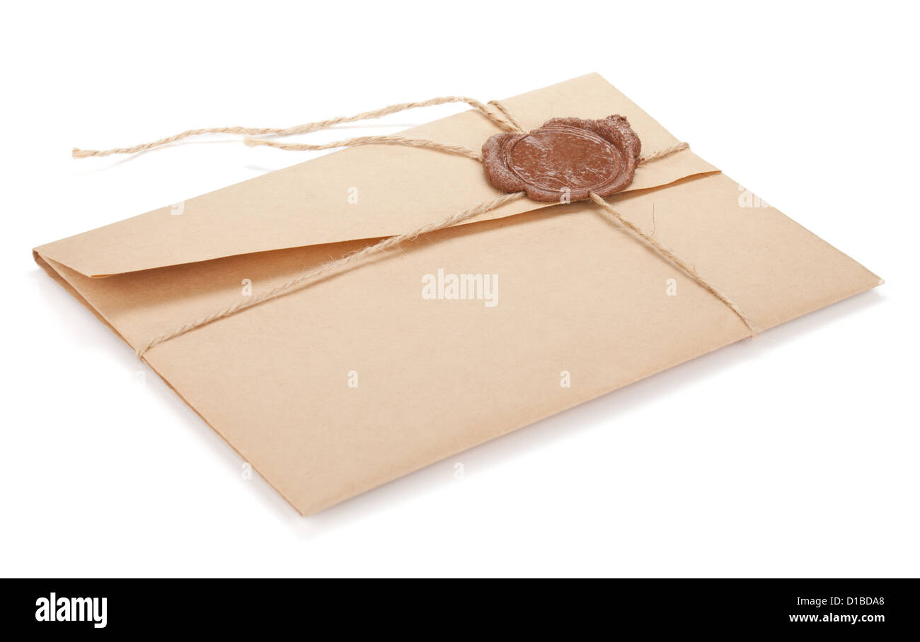 Vintage envelope with stamp. Isolated on white background Stock Photo ...