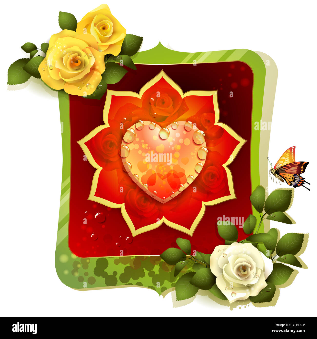 Heart with roses Stock Photo - Alamy