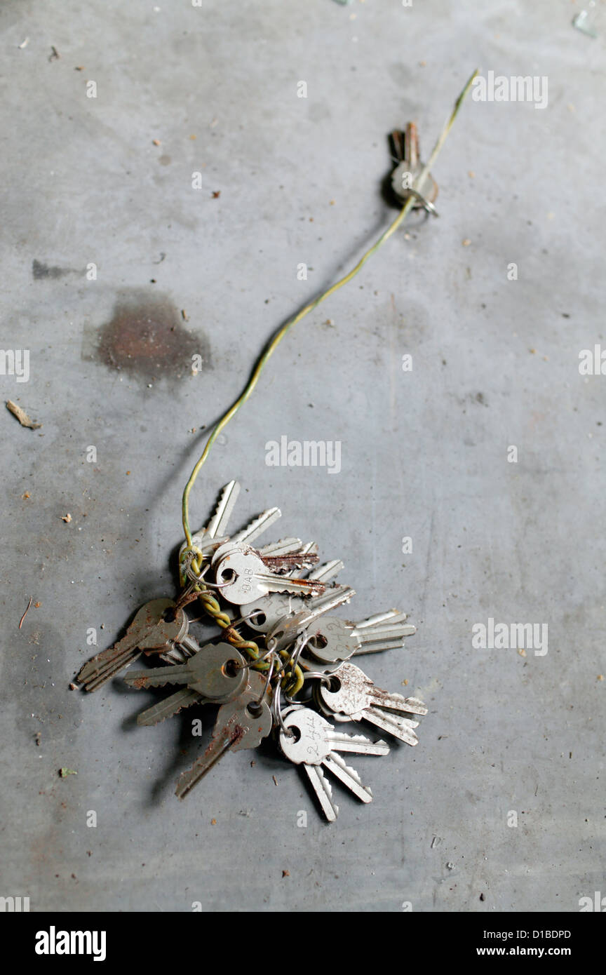 Gotha, Germany, an old rusty key ring lying on the floor Stock Photo ...