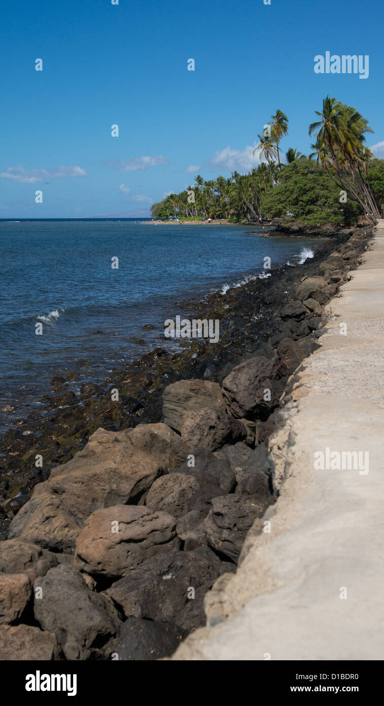 Rocky coastline in downtown Lahaina. Maui, Hawaii Stock Photo - Alamy