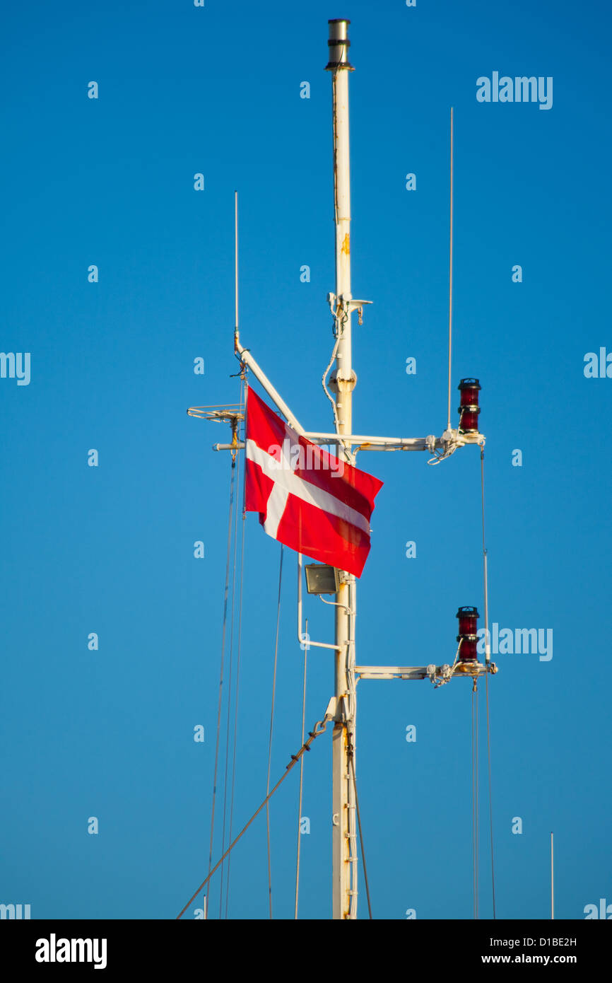 Assens, Denmark, national flag of Denmark on a boat mast Stock Photo ...