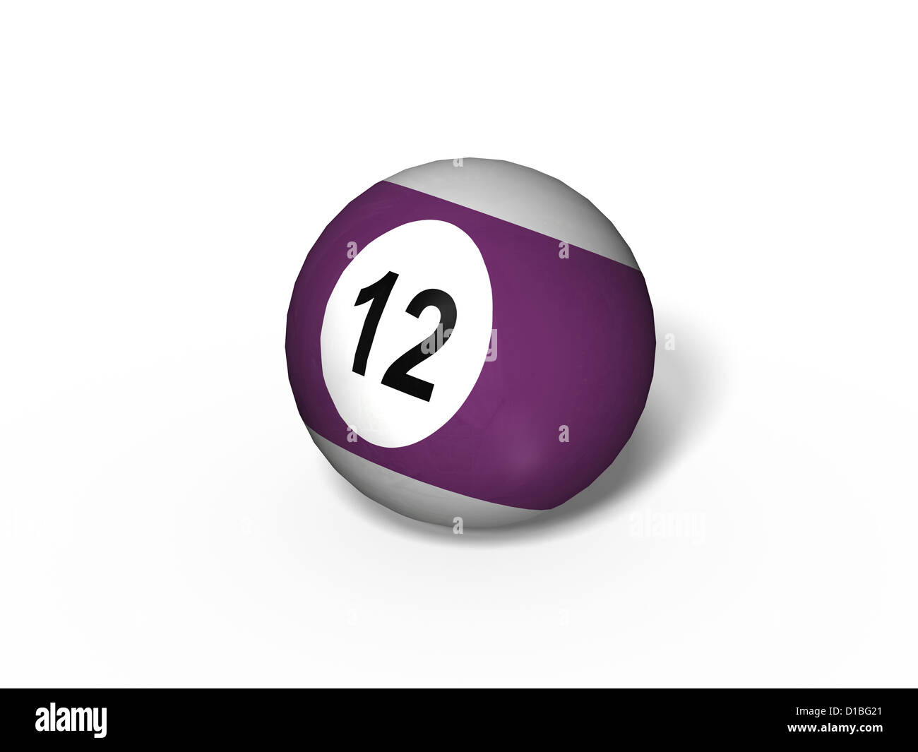 billiard billard ball number 12 purple white background 3d render Stock ...