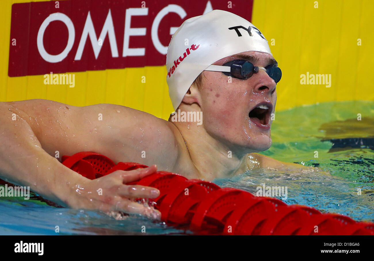 Christian Diener of Germany reacts after the men's 100m backstroke ...