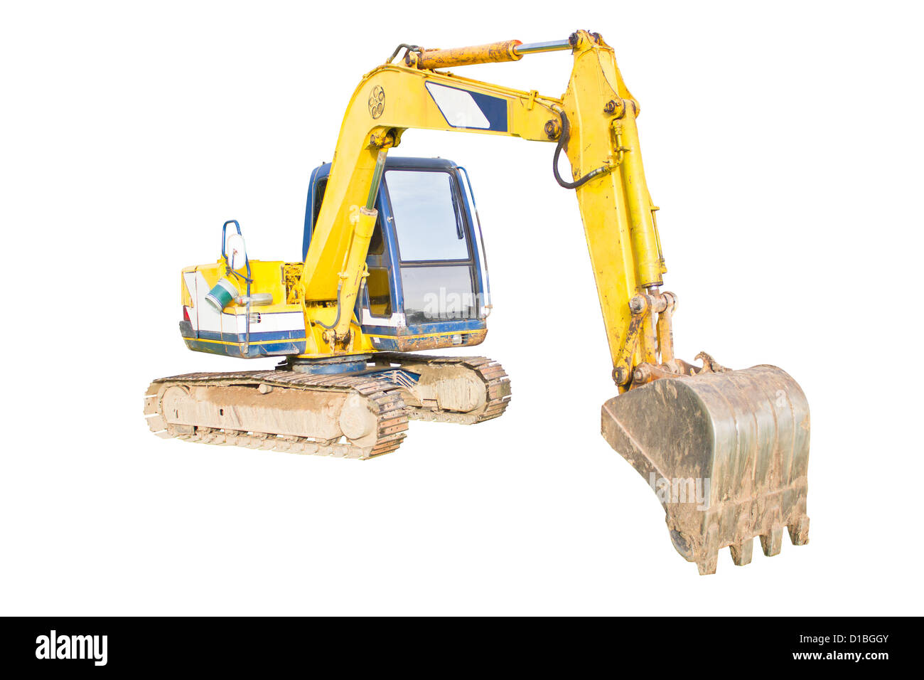 A huge shovel digging on ground isolated on white background Stock ...