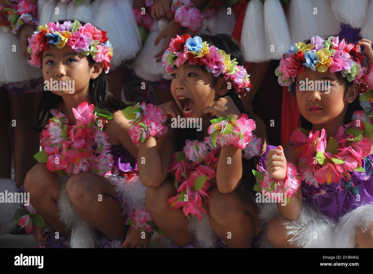 Naha (Okinawa, Japan), young girls at the Naha Festival (October Stock ...