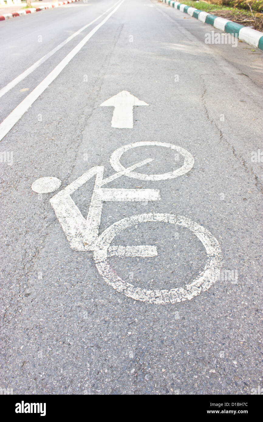 White bicycle road sign Stock Photo - Alamy