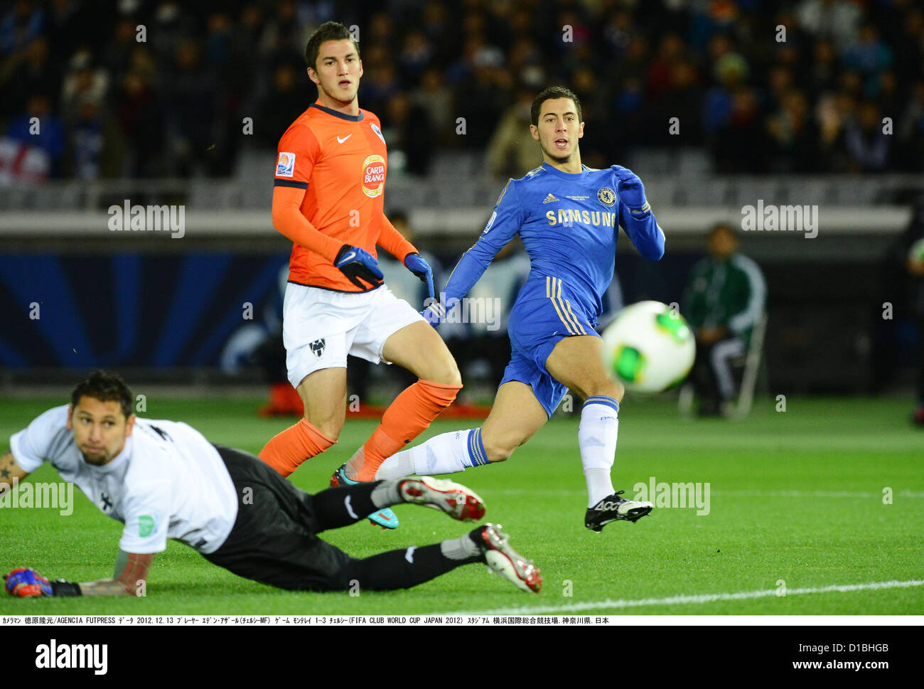 (R-L) Eden Hazard (Chelsea), Hiram Mier, Jonathan Orozco (Monterrey ...