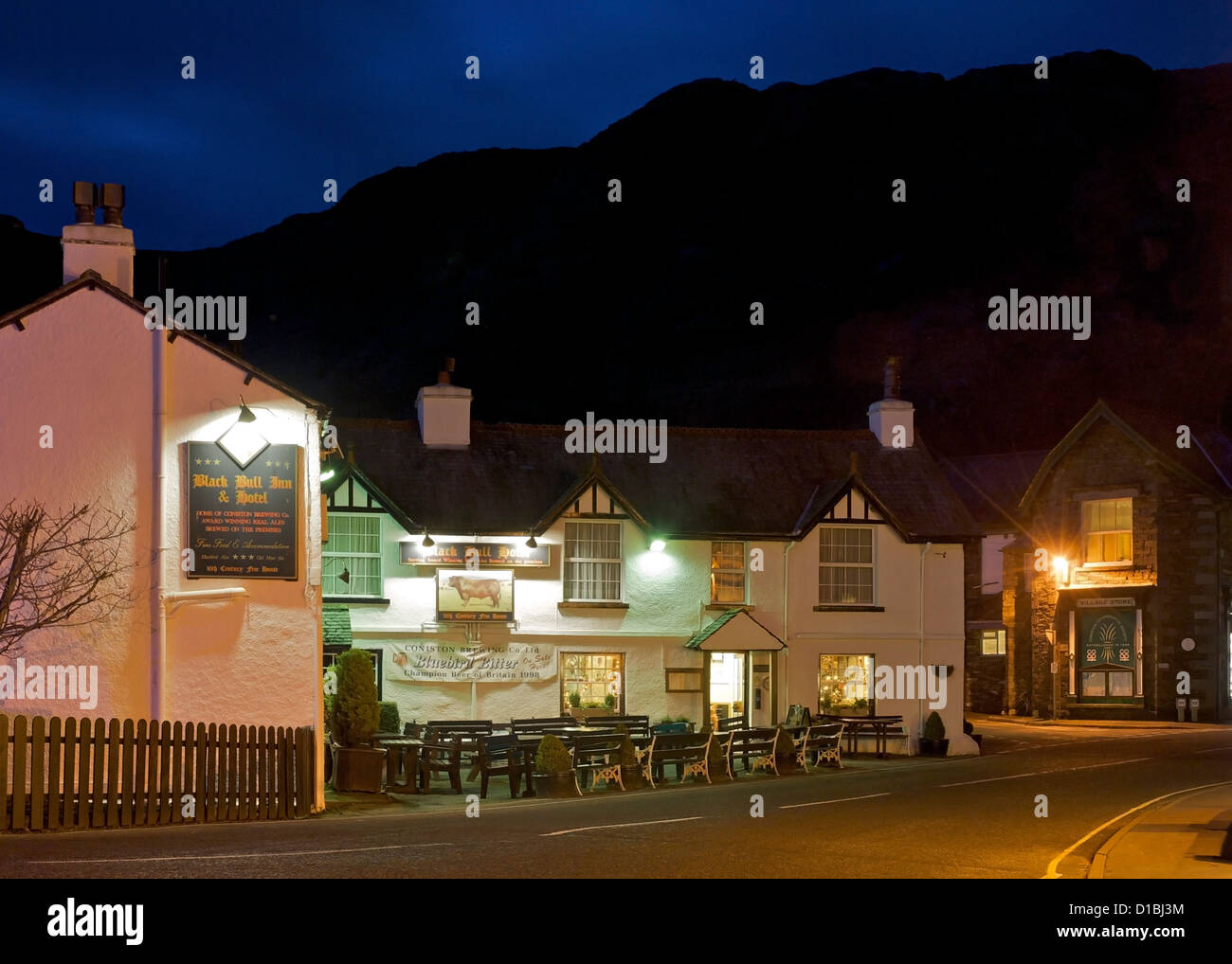 The Black Bull Inn & Hotel in the village of Coniston, Lake District ...