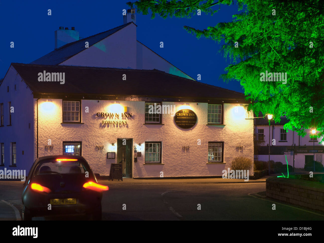 The Crown Inn in the village of Coniston, Lake District National Park ...