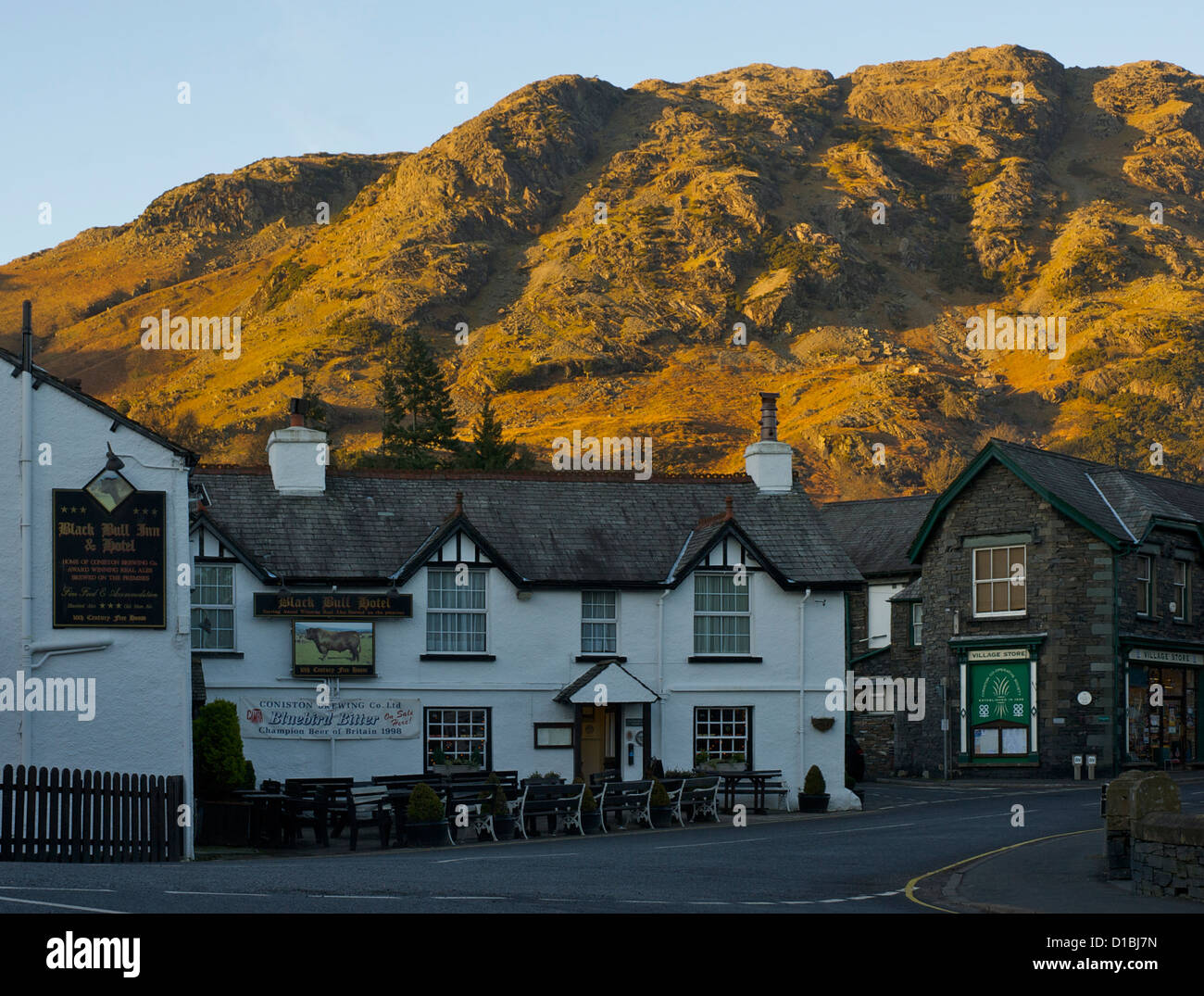 The Black Bull Inn & Hotel in the village of Coniston, Lake District ...