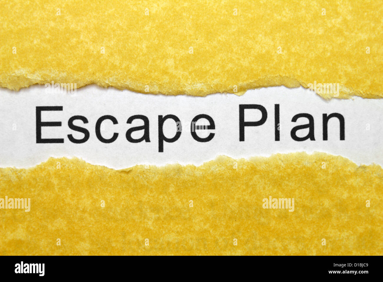 Escape plan text Stock Photo - Alamy