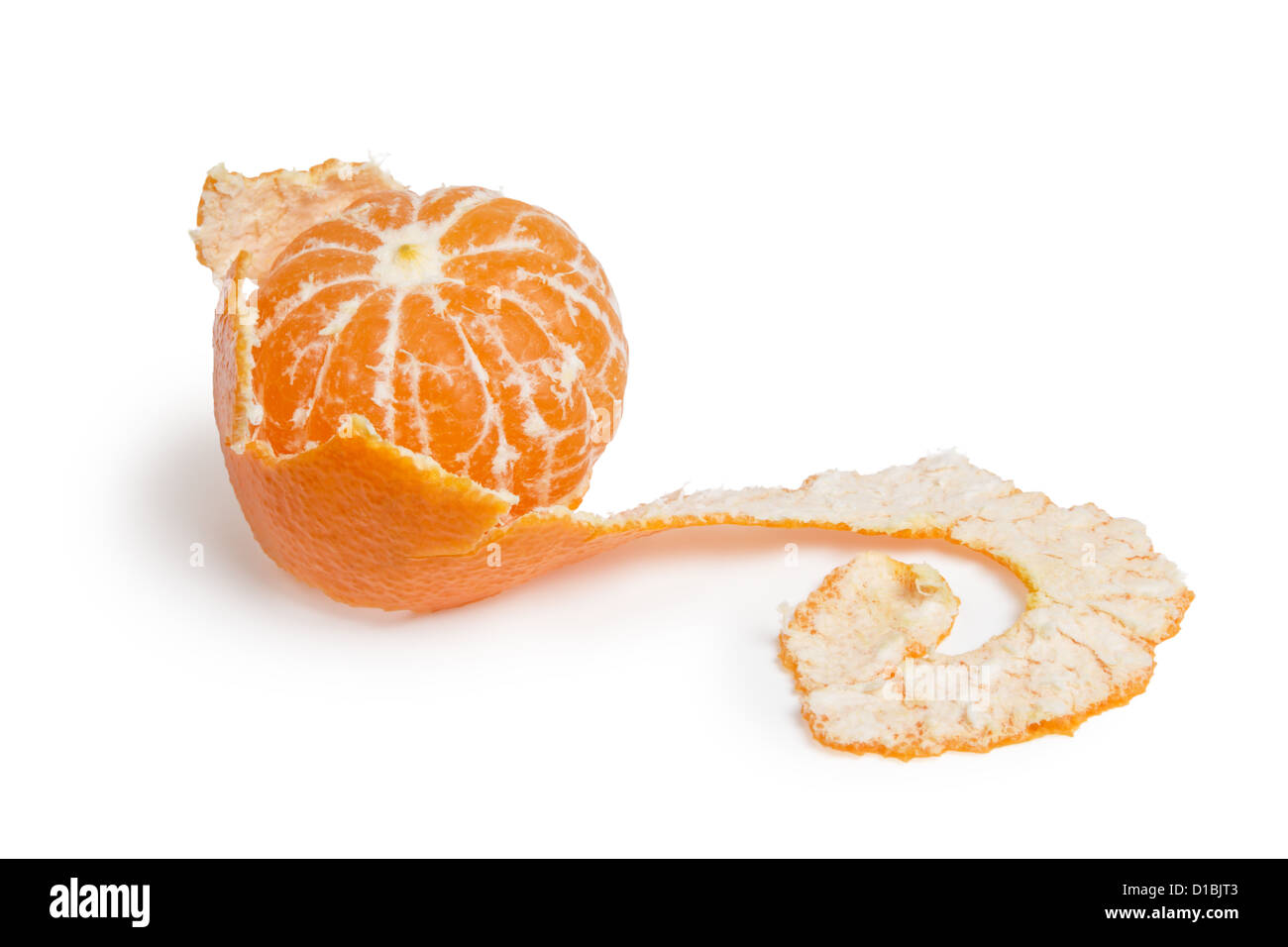 peeled tangerine, long peel isolated on white background Stock Photo ...
