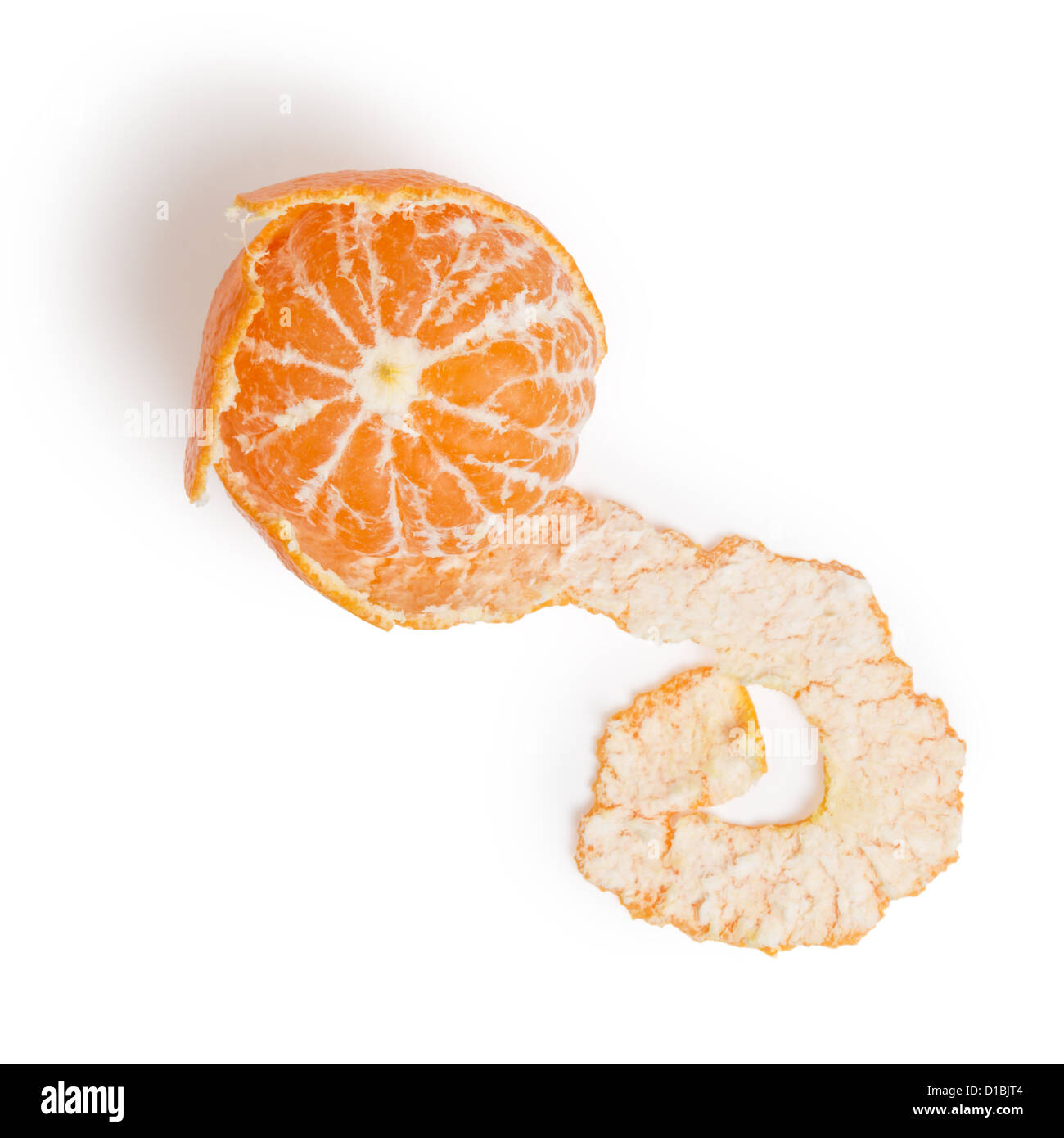 peeled tangerine, long peel isolated on white background Stock Photo ...