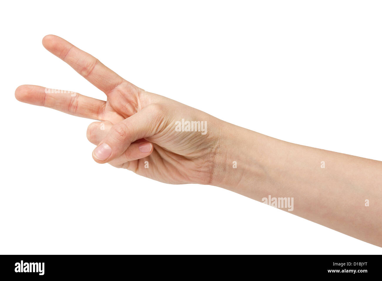 female teen counting two, isolated on white Stock Photo - Alamy