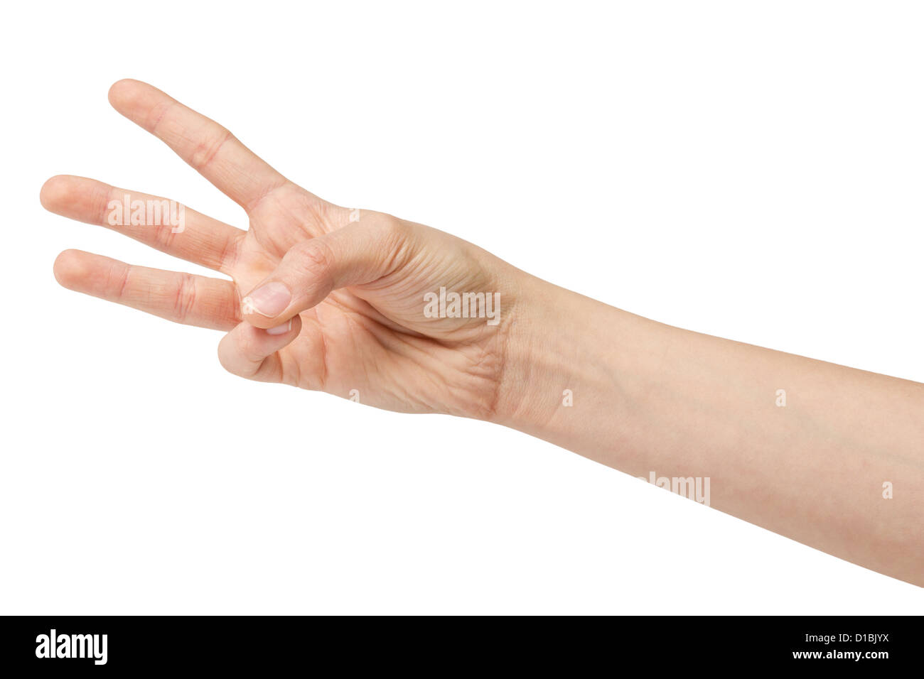 female teen counting three, isolated on white Stock Photo - Alamy