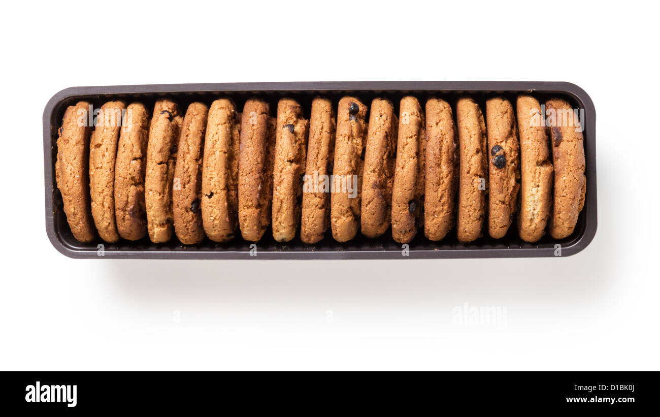 cookies with chocolate pieces in container isolated Stock Photo - Alamy