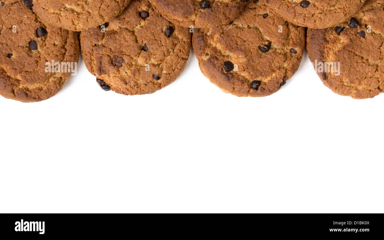 cookies with chocolate pieces border isolated Stock Photo - Alamy