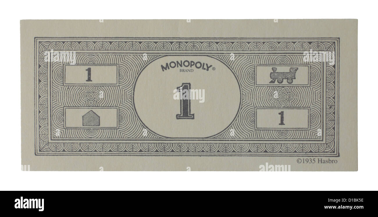 Monopoly Board Game 1 Bank Note Stock Photo - Alamy