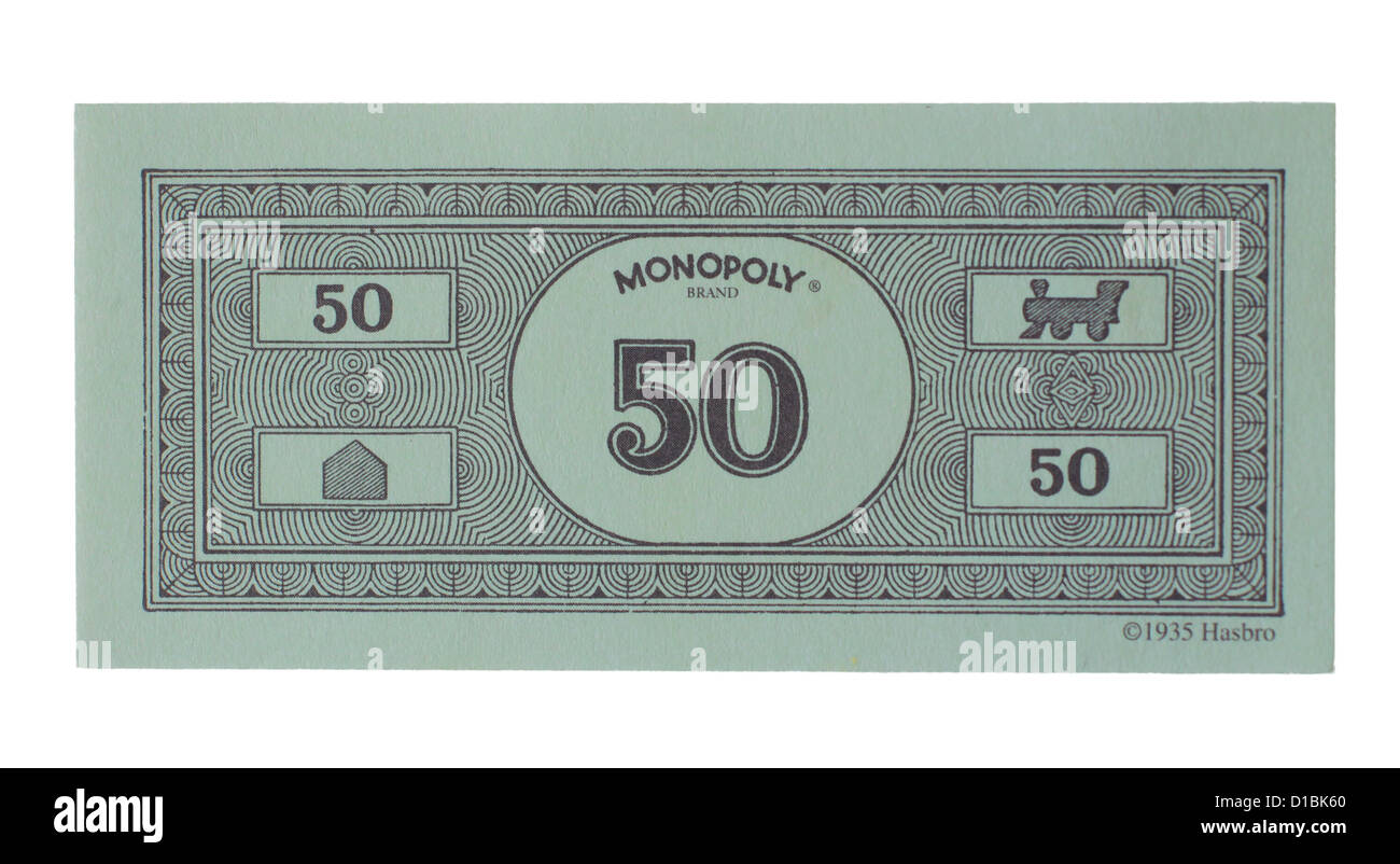 Monopoly Board Game 50 Bank Note Stock Photo - Alamy