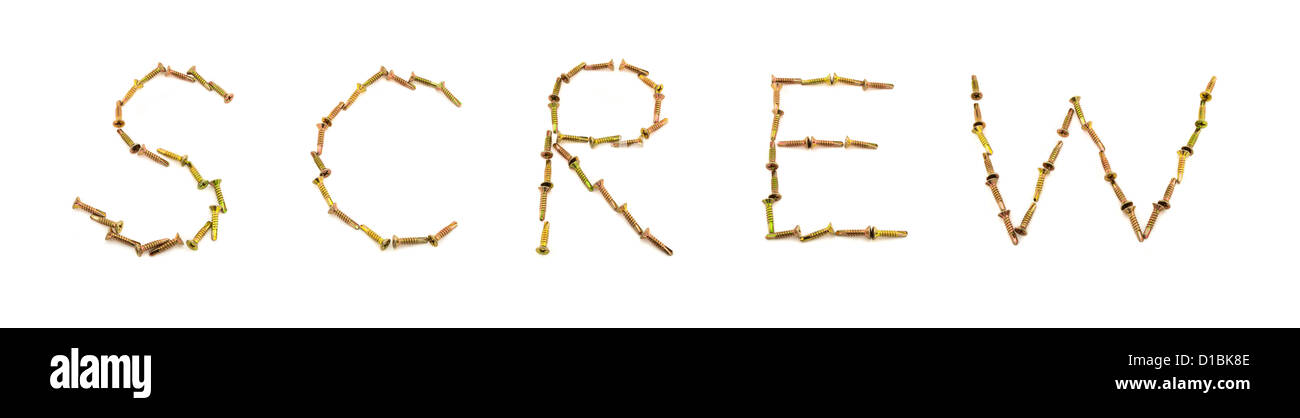 word screw written with screws on white background Stock Photo - Alamy