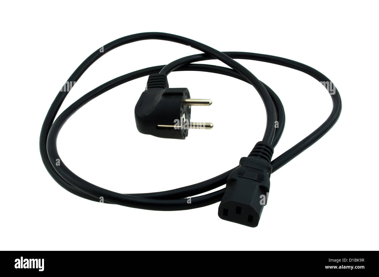 black electrical cord isolated on a white background Stock Photo - Alamy
