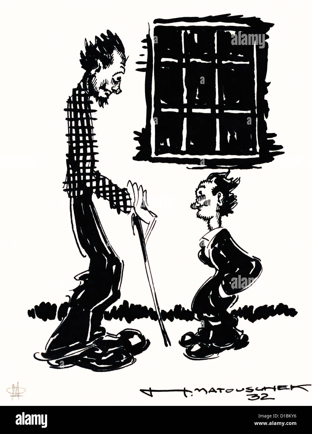 From the Heinrich Matouschek collection. Gent talking to youth. Cartoon ...