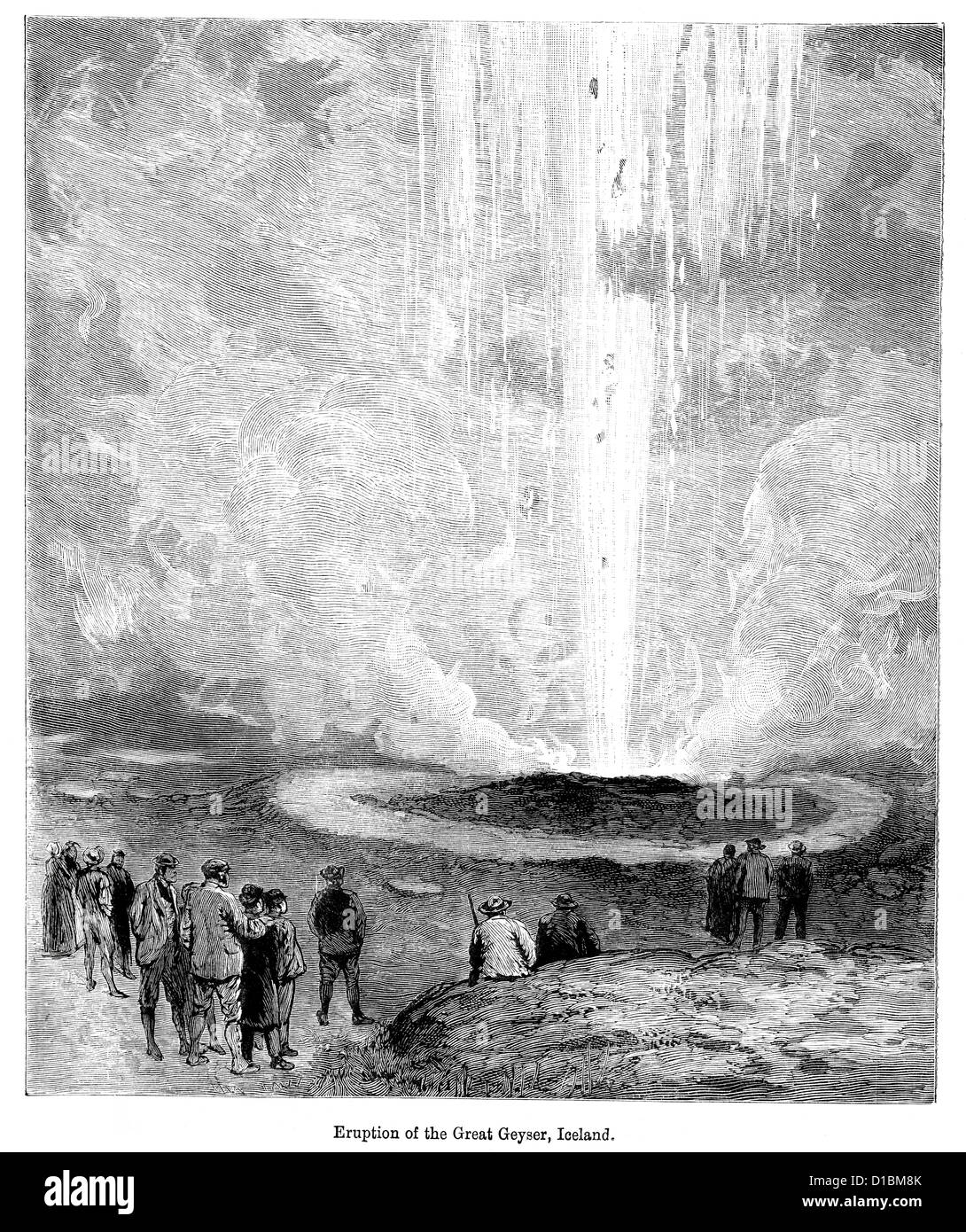 Victorian water geyser illustration Black and White Stock Photos ...